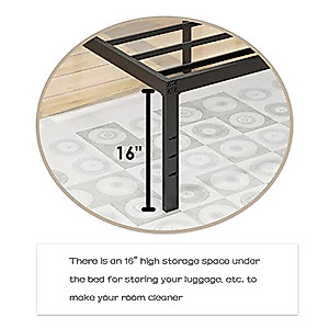 alazyhome 18 Inch Metal Queen Size Bed Frame Heavy Duty Platform Noise Free Steel Slat Support Easy Assembly Noise Free No Box Spring Required Black