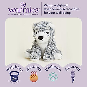 Warmies Microwavable & Weighted Stuffed Animals, Snow Leopard - Heated Stuffed Animal Plushie for Warmth & Comfort - Cute Soft Plush Toys for Adults & Children (Boys, Girls, Babies & Toddlers)