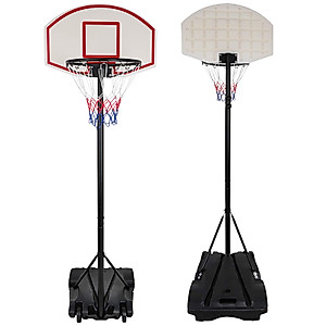 Portable Basketball Hoop for Kids Fun Yard Sports Height-Adjustable 5.4ft-7ft Goal 28" Mini Backboard System w/Wheels