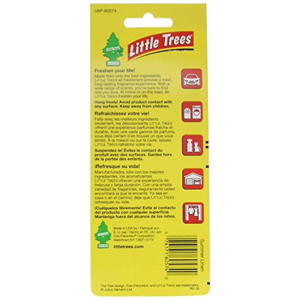 Little Trees Cardboard Hanging Car, Home & Office Air Freshener, Summer Linen (Pack of 12)