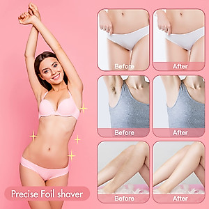 AIBRIT PRO Electric Bikini Trimmer for Women - 2 in 1 Electric Lady Pubic Hair Groomer Painless Hair Removal Razor Body Shaver, Portable Ladies Shaver with 2 Trimmer Heads, IPX7 Waterproof