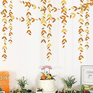 52 Ft Fall Party Decorations Autumn Leaf Garland Streamer Orange Yellow Brown Maple Leaves Hanging Banner for Wedding Bridal Shower Birthday Baby Shower Engagement Harvest Thanksgiving Party Supplies
