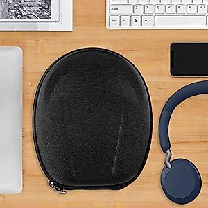 Geekria Shield Case Compatible with Jabra Elite 45h, Evolve2 30 MS Wired Headphones, Replacement Protective Hard Shell Travel Carrying Bag with Cable Storage (Black)