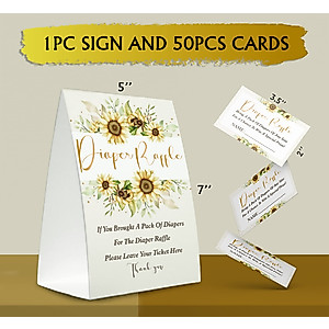 Diaper Raffle Sign,Diaper Raffle Baby Shower Game Kit (1 Standing Sign + 50 Guessing Cards),Baby Showers Decorations,Card for Baby Shower Game to Bring a Pack of Diapers-XN10