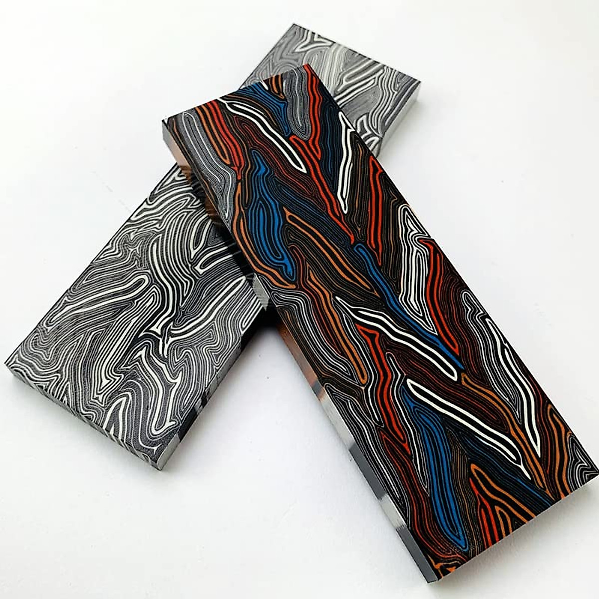 GROWRS 3 piece of G10 knife handle material Damascus pattern DIY knife handle composite material (Color : B+W 120X43X8MM)