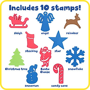 READY 2 LEARN Giant Stampers - Christmas Shapes - Set of 10 - Easy to Hold Foam Stamps for Kids - Arts and Crafts Stamps for Displays, Posters, Signs and DIY Projects