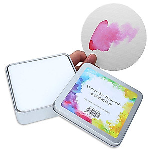 Gerioie Watercolor Paper, Art Paper Watercolor Paper Pad Watercolor Tool, Paper Craft Supplies Cold(Square tin Box 24/Sheet)