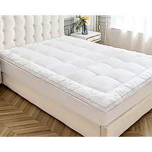 Sunsle Extra Thick Mattress Topper Full Size Mattress Pads Cover, Quilted Fitted Pillow Top with 700GSM Down Alternative Fill 18 Inch Deep Pocket, White Fluffy Bed Topper and Matress Protecter