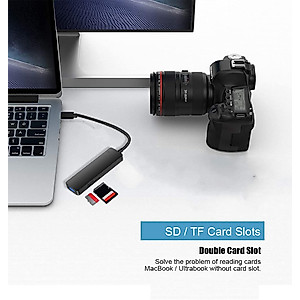 USB C Hub, 5 in 1 USB Type C Hub Adapter to 1 USB 3.0 Port/ 2 USB 2.0 Ports and SD/TF Card Reader for PC, Laptop, MacBook, and Smartphones