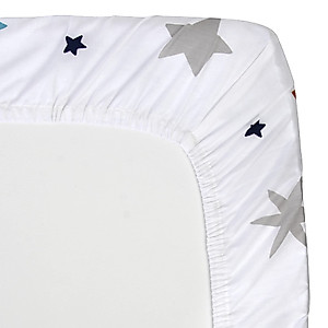 Fisher Price Space Explorer Baby Milestone Sheet, Fitted Crib Sheet Cotton Stars Space Themed Nursery Bedding 28x52” Fitted Crib Sheet for Boys
