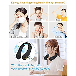 TOWOOZ Portable Neck Fan, Bladeless Neck Fan Hands Free Portable Neck Fan 4000 mAh Ultra Quiet Rechargeable Portable Hanging Neck Fan with 3 Speeds Adjustment, Wearable Fan for Outdoor (Black)
