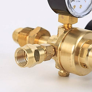 Argon CO2 Flow Meter Regulator Gauge, Gas CGA580 Welding Welder, Tig MIG Welding Accessory Regulator Gauge, Pressure Control Fitting ARG/CO2 Gauge Miller Mig Tig, Brass Regulator Body (without Hose)