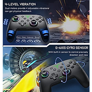 Switch Controller, Wireless Switch Controller Compatible with Switch Controller/Switch Lite/OLED, Wireless Switch Controllers Work with iOS/Android/PC with RGB Light, Programmable, TURBO & Wakeup