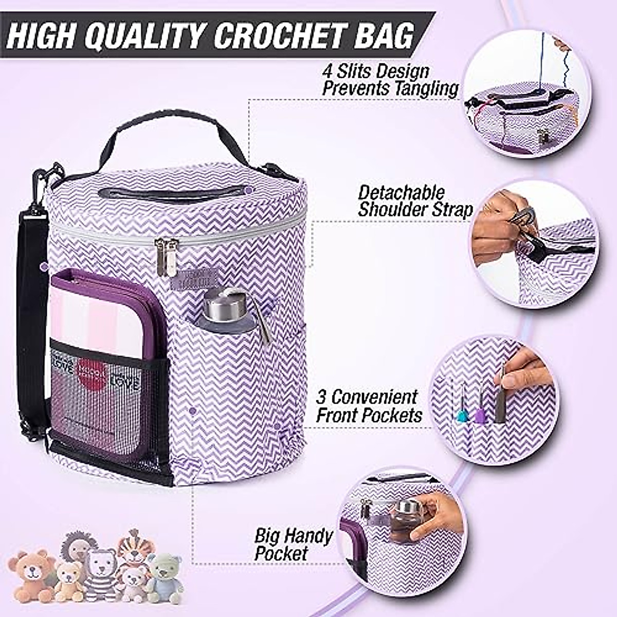 MODDA Crochet Kit for Beginners Adults and Kids - with Video Course - Make Amigurumi and Crocheting Kit Projects - Beginner Crochet Kit Includes 20 Colors Yarn, Hooks, Book, Patterns and Crochet Bag