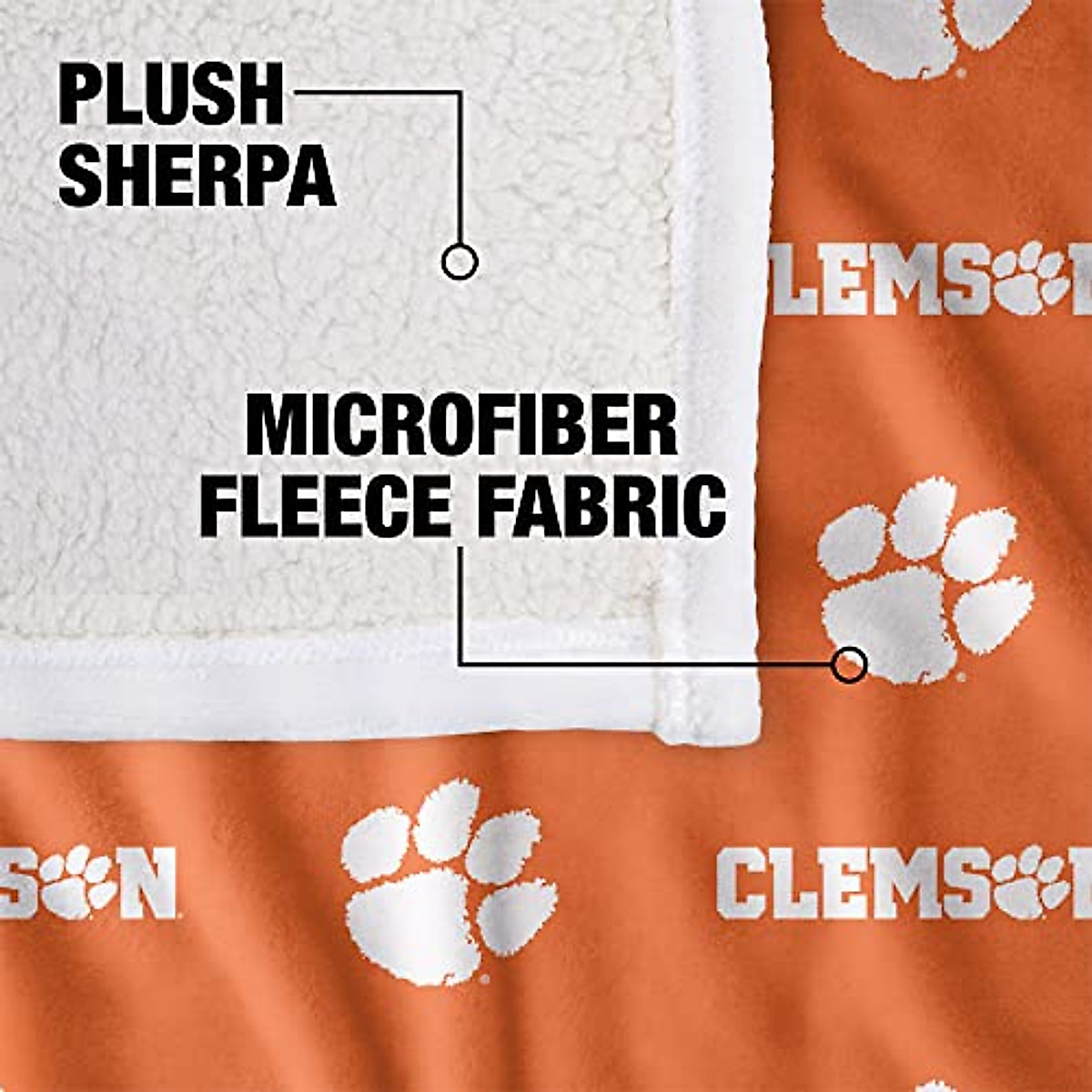 Clemson University Blanket, 50"X60" Logo Pattern,Silky Touch Sherpa Back Super Soft Throw Blanket