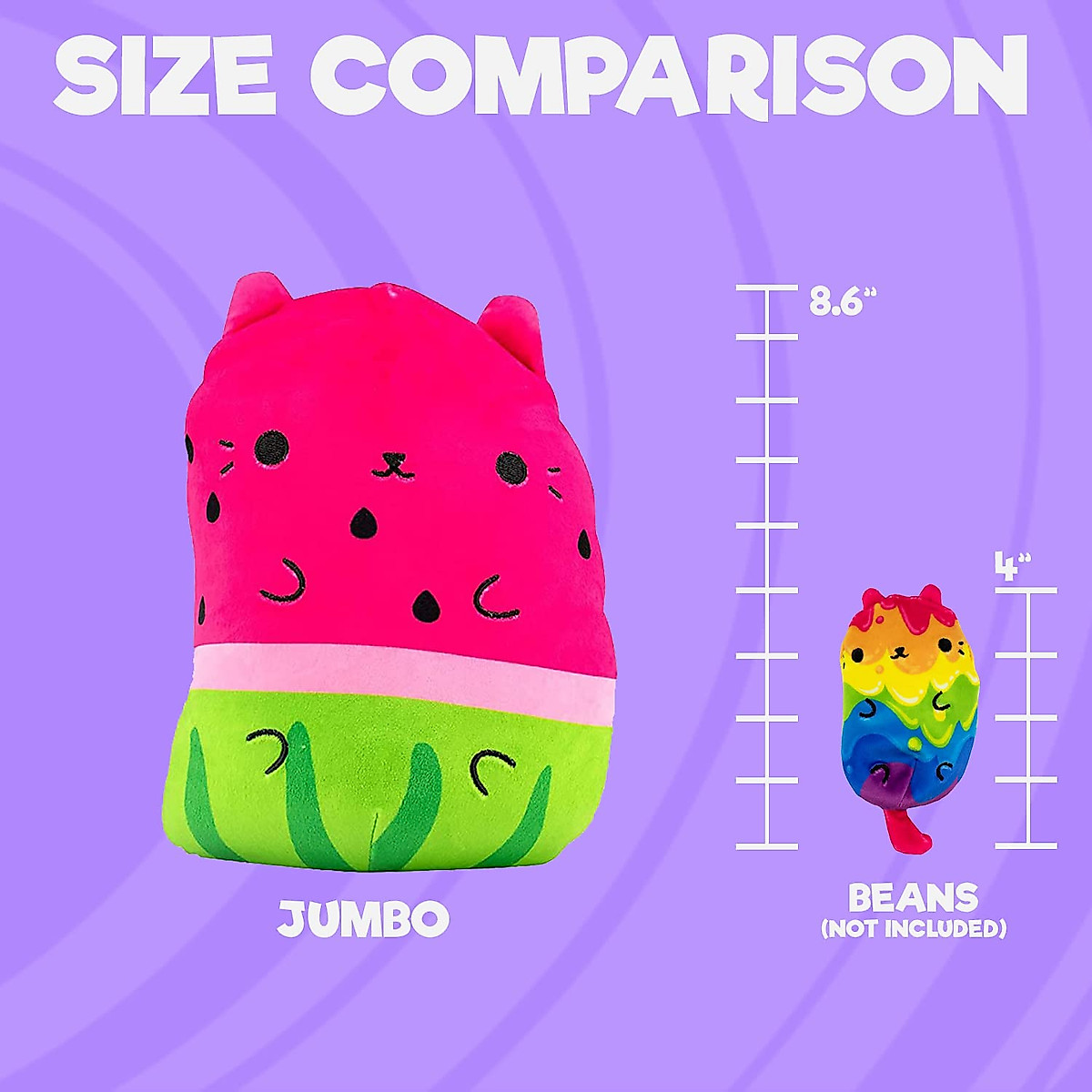 Cats vs Pickles - Jumbo - Water-Meow-Lon - 8.6" Super Soft and Squishy Stuffed Bean-Filled Plushies - Great Toys for Kids Age 5-7. Collect These as Desk Pets, Fidget Toys, or Sensory Toys., Misc