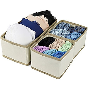 Greenco Non-Woven Foldable 3 Piece Drawer and Closet Storage Cube Set- (Beige)