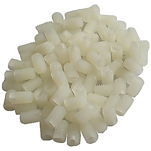 M5 x 8mm Slotted Head Set Screws, Plastic Headless Grub Screws White Nylon, Metric, 100Pcs