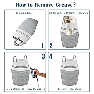 Large Laundry Hamper, Woven Rope Laundry Basket, 105L Blankets Storage Basket with Heavy Duty Handles for Clothes and Toys in Bedroom, Nursery Room, Bathroom