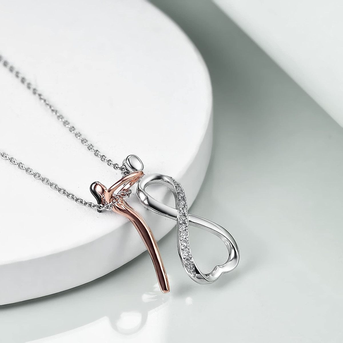 YFN Couple Hug Necklace Sterling Silver Anniversary Pendant Couple Jewelry Anniversary Valentines Day Birthday Gifts for Her Women Men
