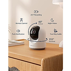 GNCC Pet Camera, Indoor Camera for Baby/Pet/Security with Night Vision, Dog Camera, 2-Way Audio, 2.4G WiFi, 360° PTZ Remote Control(Manual Up and Down), Smart Detection, SD&Cloud Storage, P1