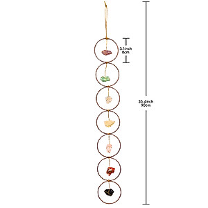 Kocuos 7 Crystal Gemstone Wall Hanger Decor, Large Raw Chakra Crystal Gemstones, Window Meditation Hanging Ornament, Home Decorations for Yoga Meditaion, Gifts for Christmas Ornaments/Birthday (1PC)