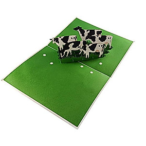 iGifts And Cards Dairy Cows 3D Pop Up Greeting Card - Cattle, Farm, Barn, Grass, Wow, Half-Fold, Happy Birthday, Friendship, Thank You, Father's & Mother's Day, All Occasions, Retirement, Welcome