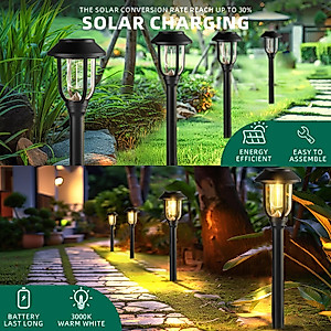 ILANCK 10 Pack Solar Pathway Lights Outdoor Waterproof, Dusk to Dawn Auto On/Off LED Garden Lights, Easy Installation Landscape Lighting for Yard Garden Lawn Driveway
