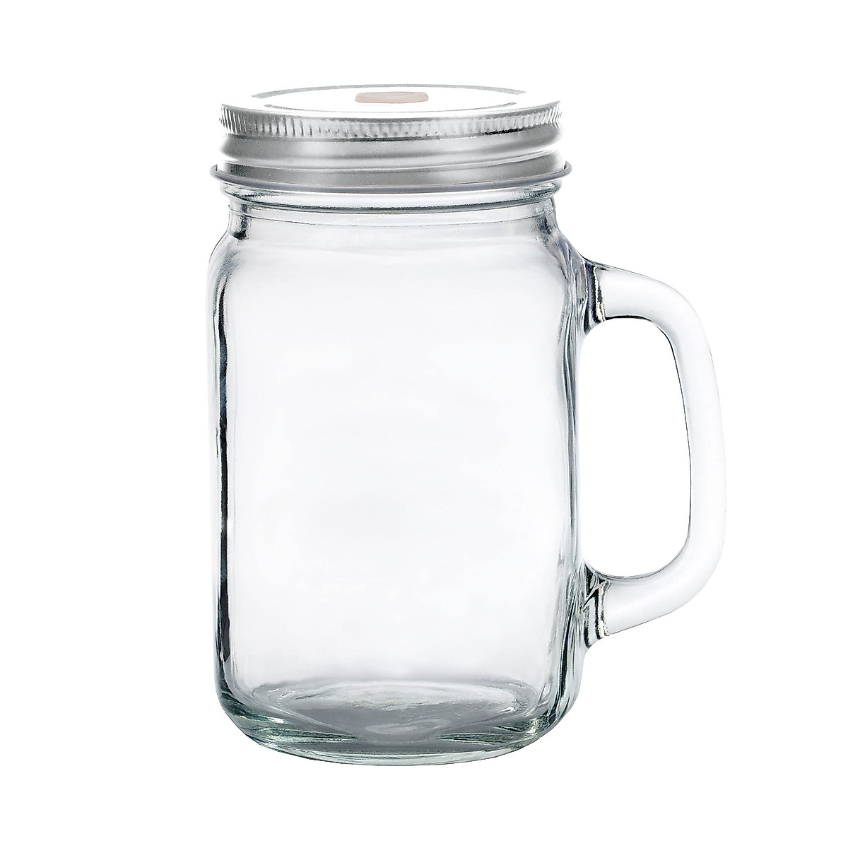 Simple Elements Mason Jar with Handle and Lid with Straw Hole - Mason Jars for beverages, drinks, liquor, juice or water - 3"W x 5.5"H - 12 oz - Set of 8