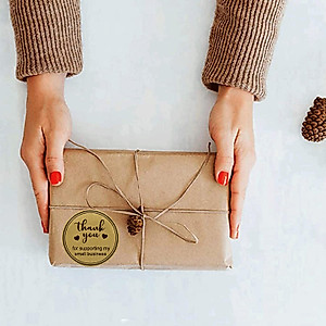 2 Inch Kraft Valentine's Day Thank You for Supporting My Small Business Stickers with Hearts - Heart Valentines Present Gift Thank You Labels Seals for Bubble Mailers and Gift Bags 500 Pcs