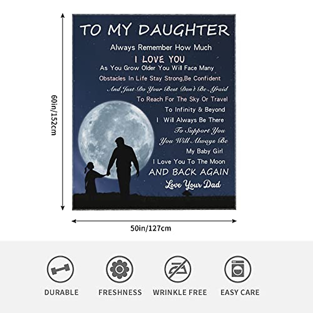 Gifts for Daughter, to My Daughter Blanket, Graduation Gifts for Her, Daughter Gifts from Dad, Soft Fleece Throw Blanket Birthday Graduation for Daughter from Dad for Couch Bed 60"X80"