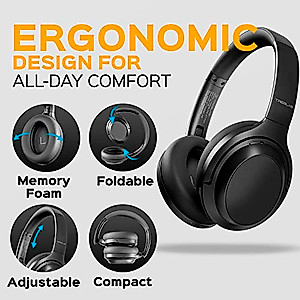 TREBLAB Z7 PRO - Hybrid Active Noise Canceling Headphones with Mic - 45H Playtime & USB-C Fast Charging, ANC Wireless Over Ear Bluetooth Headphones w/aptX, Stereo Sound, Touch Control (Grey) (Renewed)