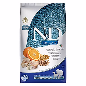 Farmina N&D Ocean Dog Dry Med/Maxi Cod Spelt Oats Orange 5.5 Pounds