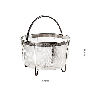 Prepmen Instant Pot Accessories Steamer Mesh Basket Stainless steel Good for cooking, boiling and frying Eggs, Vagetables and pasta, Fits a 8 quart pressure cooker (8QT)