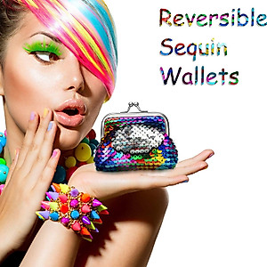 Frienda Sequin Coin Purses Reversible Sequin Mini Wallets Pouches Colorful Sequins Bags for Women Party Favor