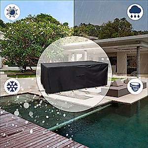 Rosoenvi Patio Furniture Covers, 600D Outdoor Furniture Covers Waterproof, Patio Covers for Outdoor Furniture, Table and Chair Set Covers for Rainy, Snowy and Sunny, 108 x 82 x 27.8 Inch