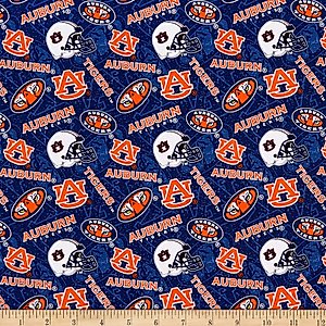 NCAA Auburn Tigers 1178 Tone on Tone Orange/Navy/White, Fabric by the Yard
