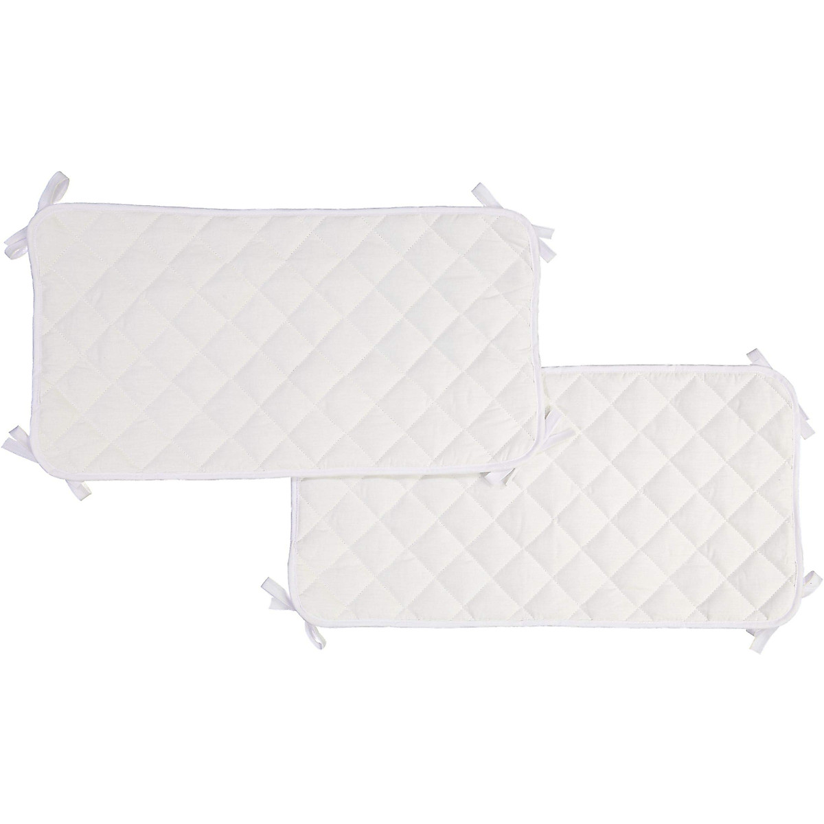 Abstract Quilted Portable Crib Bib Sheet Saver 24.5" X 13" (2 Pack, White)