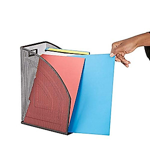 Mind Reader Jumbo Metal Mesh File Organizer 2-Pack, Magazine Holder, Office Desk Organizer, Documents Holder, Black