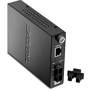 TRENDnet Intelligent 1000Base-T to 1000Base-SX Multi-Mode SC Fiber Media Converter, Up to 550M (1800 ft), Fiber to Ethernet Converter, 2Gbps Switching Capacity, Lifetime Protection, Black, TFC-1000MSC