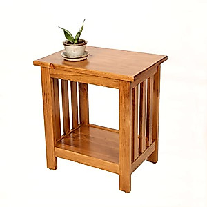 Best Living USA Mission Style Pine End Table, Amish Handcrafted, Wood, Side Table, Bedside Table, Nightstand, Furniture, Made in USA, 22.5