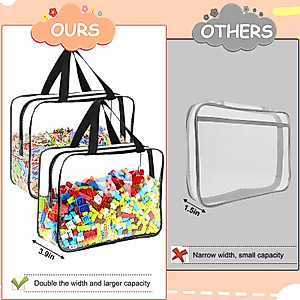 6 Packs Large Toy Storage Bags with Labels, Reusable Clear PVC Board Game Storage, Travel Waterproof Organizer Bags with Zipper for Building Blocks, Puzzle, Kids Books