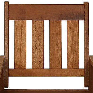 Sunnydaze Meranti Wood with Teak Oil Finish Outdoor Jack-and-Jill Chairs with Attached Table - 2-Chair Tete-a-Tete Furniture Set for Garden, Lawn, Porch, Balcony and Lawn - 65-Inch