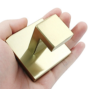 Hitefu Bath Towel Hooks - 304 Stainless Steel Square Hand Towel Rack - Heavy Duty Wall Mounted Coat Hooks for Bathroom Kitchen Livingroom Hotel Garage (Brushed Gold)