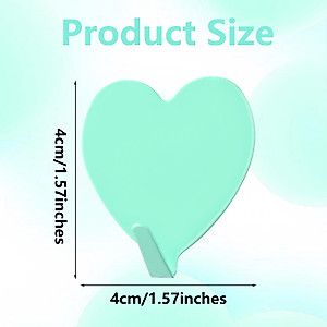 COMNICO 6 Pack Heart Shaped Adhesive Hooks Decorative Hanging Wall Hook Stainless Steel Sticky Hangers Cute Heavy Duty Hooks Without Nails for Keys Towel Home Kitchen Bathroom Office Classroom