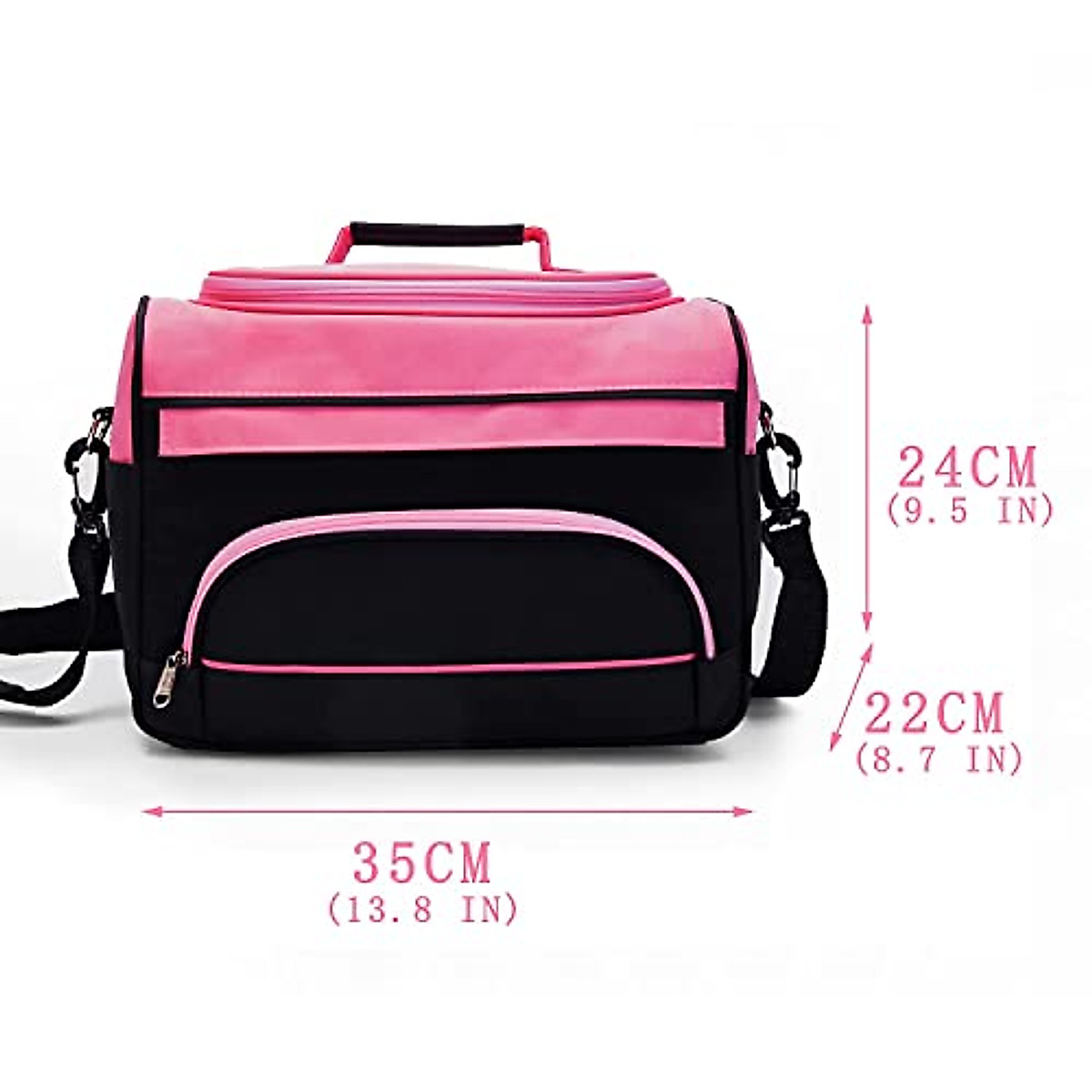 MAXPAND Small Hairdressing Tool Bag Hairdresser Bag with Shoulder Strap Cosmetics Beauty Hairstylist Bag Hair Makeup Salon Organizer Bag with YKK Zipper (PINK), 13.8" x 8.7" x 9.5"