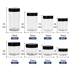 DITUDO 8pcs Assorted Juicing Clear Fruit Jars Ml+ Container Cereal Lip Sample Home Food Wild- Powder Balm Eye Canisters Storage Tea Cylinders Mouth Face Transparent Lids Cosmetics Shadow