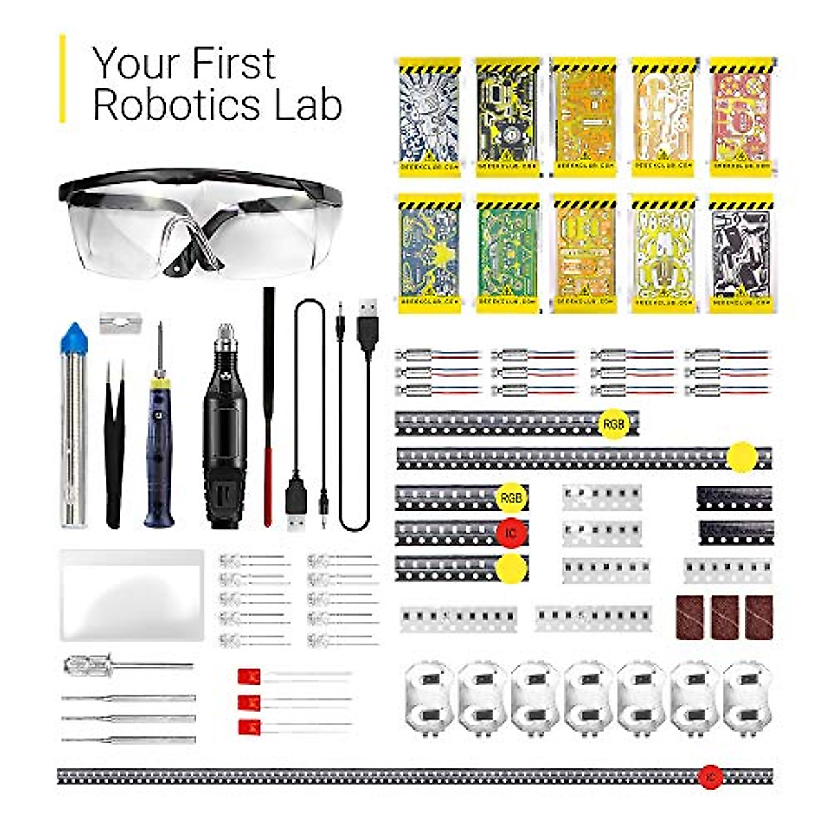 Geeek Club Robot Building Kit for Kids and Adults - Smart Nano Bots STEM Robotics Kits with Tools - Educational DIY Build Your Own Robot Set - Circuit Board Engineering Robotic Kid Science Toys