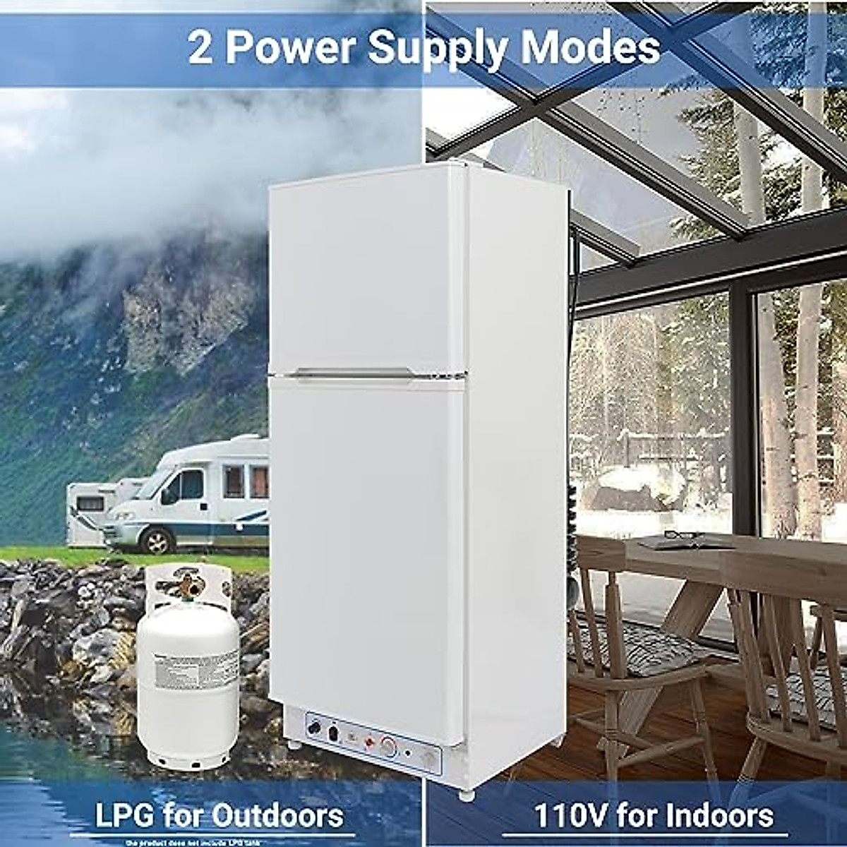 Smad Propane Refrigerator with Freezer 6.1 cu.ft, 2 Way RV Refrigerator for Offgrid, Cabin, Boat, RV, Camper Gas Fridge, White