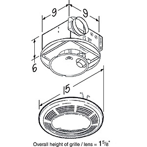 Broan-NuTone 751 Round Fan and Light Combo for Bathroom and Home, White Grille with Glass Lens, 100-Watts, 5.0 Sones, 100 CFM